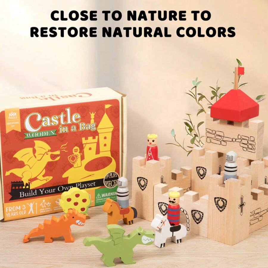 משחק שולחן Pocket Castle לילדים, צעצוע פאזל היגיון עם חיילים לשמירה על ...