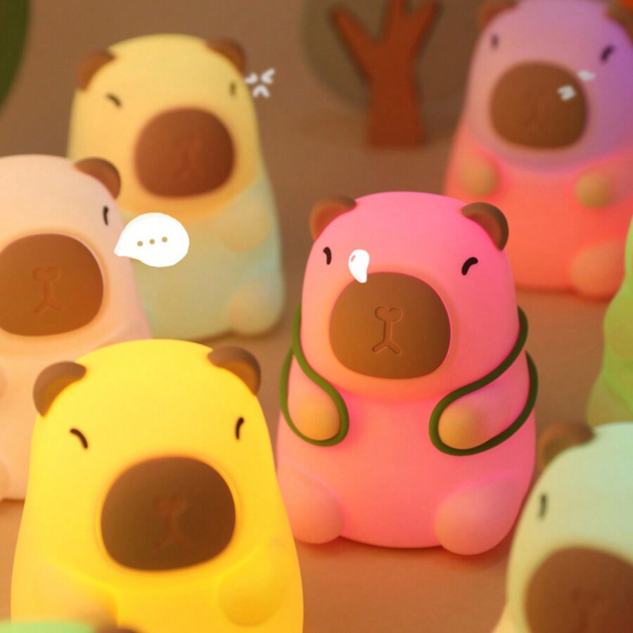1pc Capybara 7-Color Night Light With Detachable Turtle Shell, Includes ...