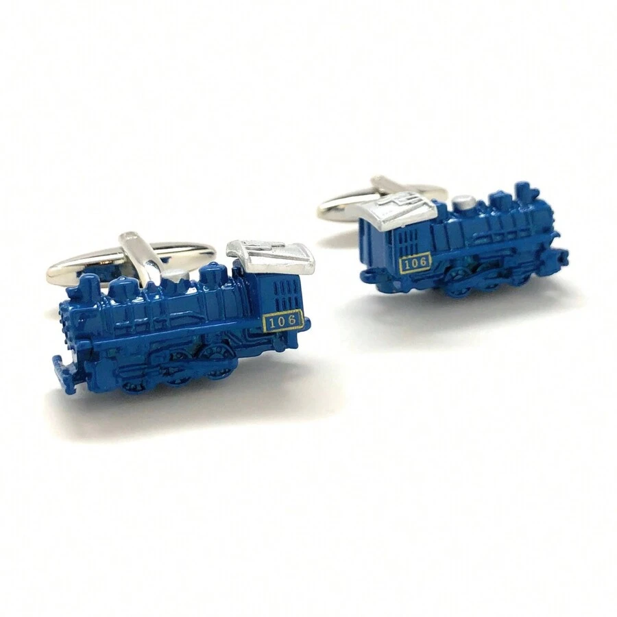 Blue And Silver Line Locomotive Train Cufflinks Railroad Transportation ...