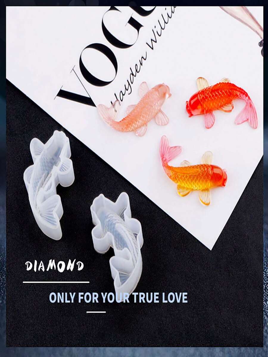 DIY Handmade Crystal Glue Mold Koi Fish Mould With Good Luck Symbol, 3D ...