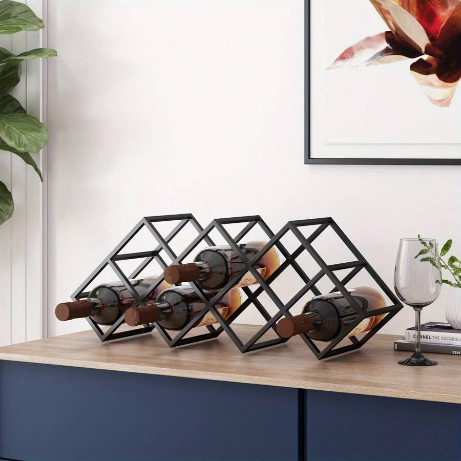 Wine Rack Countertop Oak Wooden Wine Bottle Holder Rustic Free Standing ...