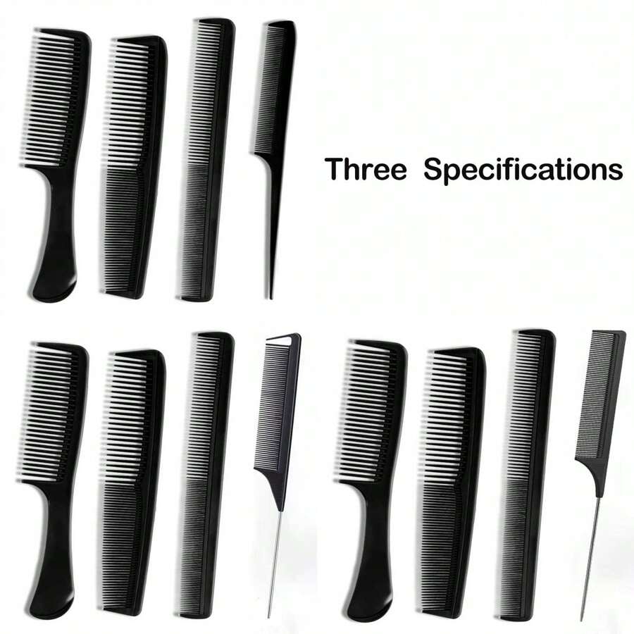 4 Piece Professional Comb Set Black Fine Pro Tail Combs, Dresser Hair ...