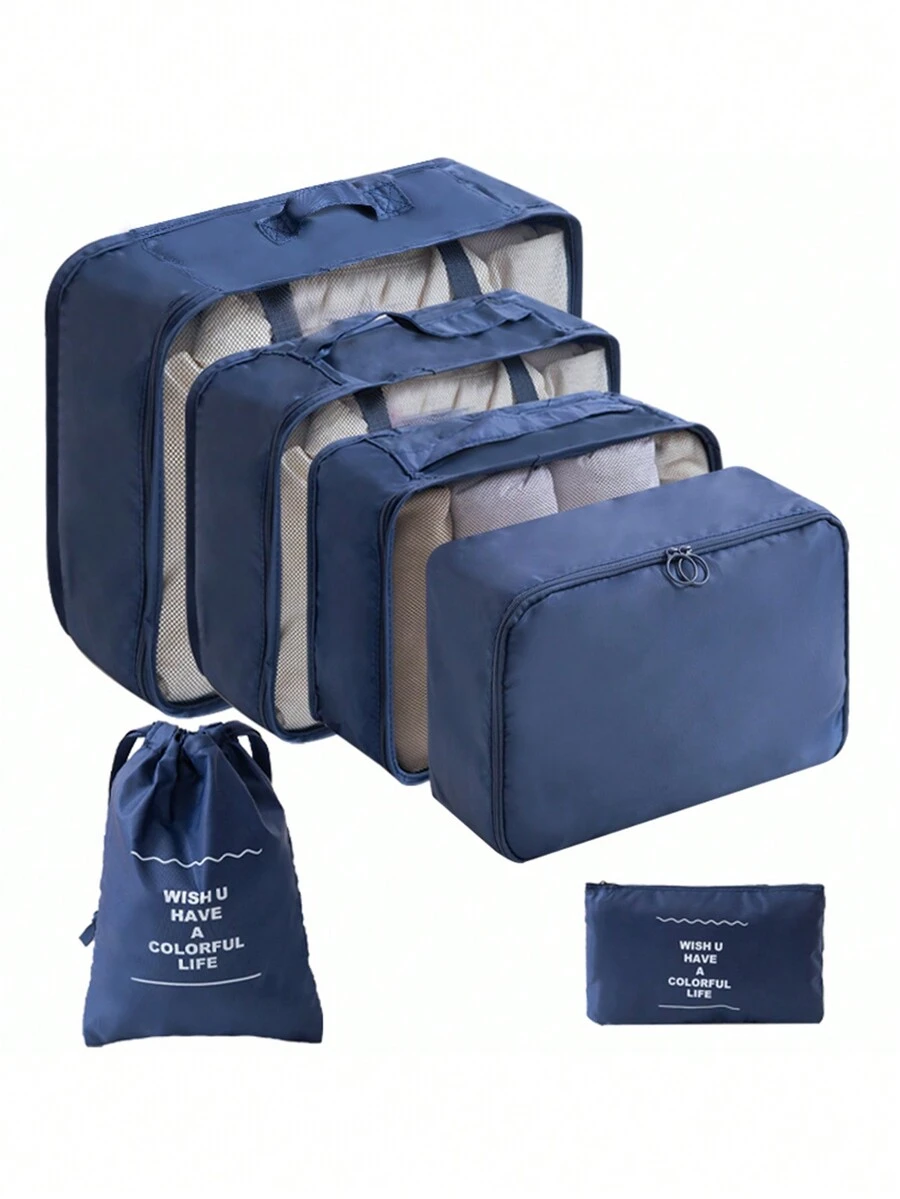 Travel Bag Set 6-Piece Luggage Set Packing Bags Clothes Shoes Separate ...