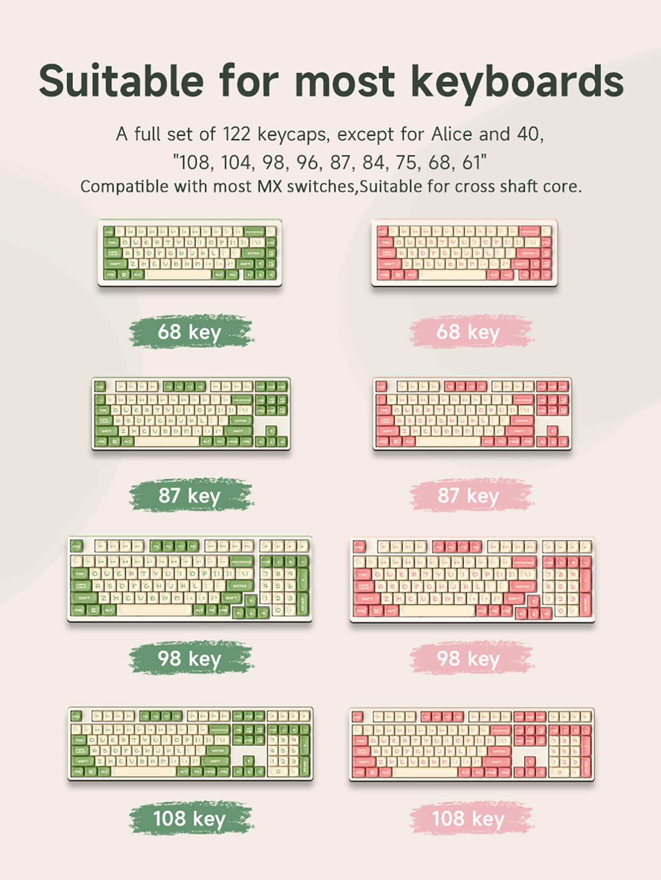 Akko Mocha Bear OEM Profile Double-Shot PBT Keycaps 122 Keys Keycap Set ...