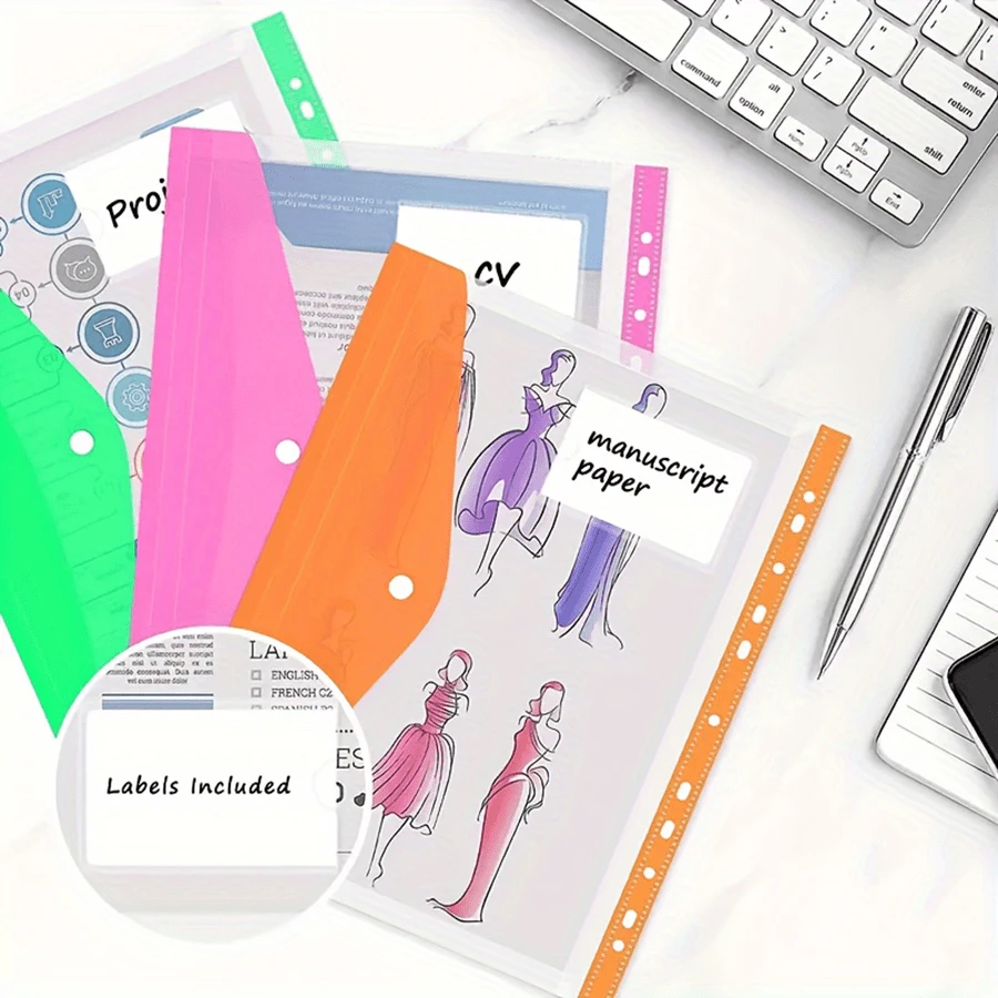 24-Pack Expandable Plastic Binding Pockets - 11-Hole Snap Closure ...