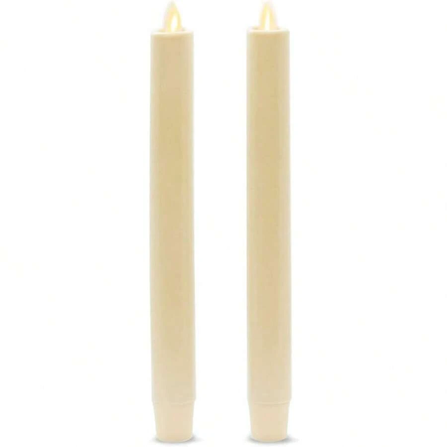 Ivory Taper Candles - Warm LED Light Flame - 2 AA Battery Operated ...