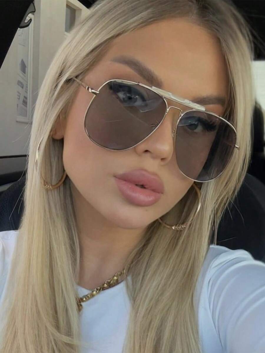 Women's Oversized Metal Frame Retro Square Sunglasses, 2024 New Fashion ...