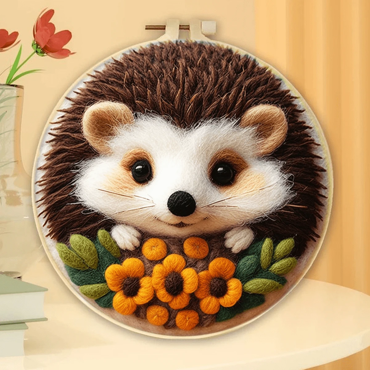 1 Pack Needle Felting Wool Painting With Embroidery Frame Hedgehog ...