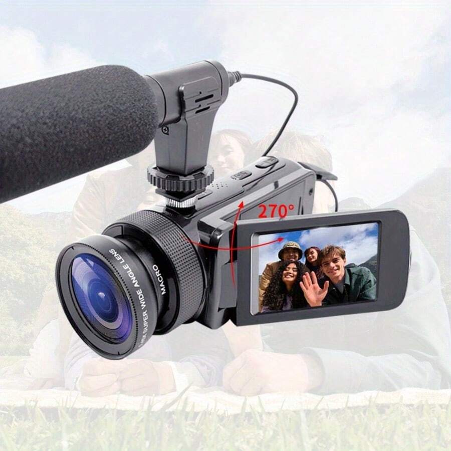 DV100 - 1080P HD Digital Video Camera With External Microphone, 16MP ...