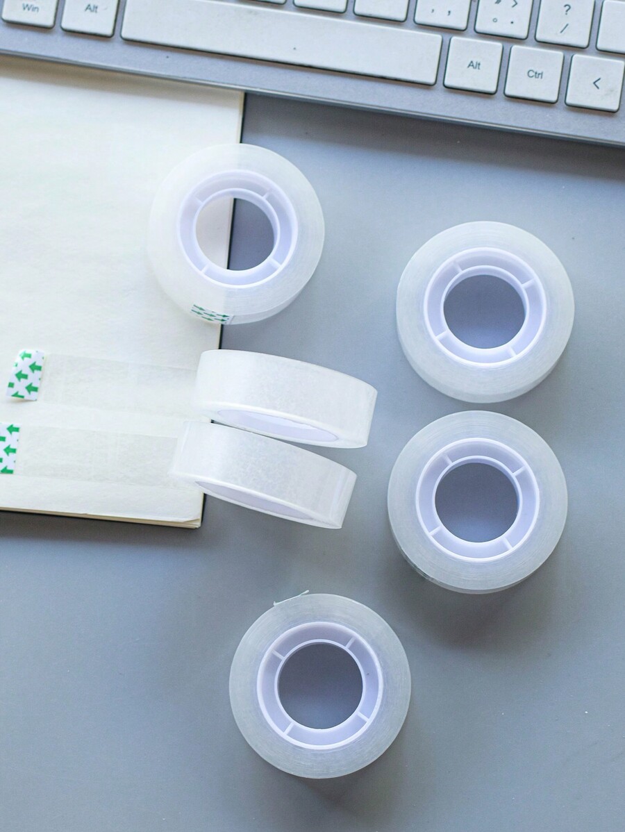 6 rollos de cinta adhesiva de oficina transparente, cinta de papelería ...
