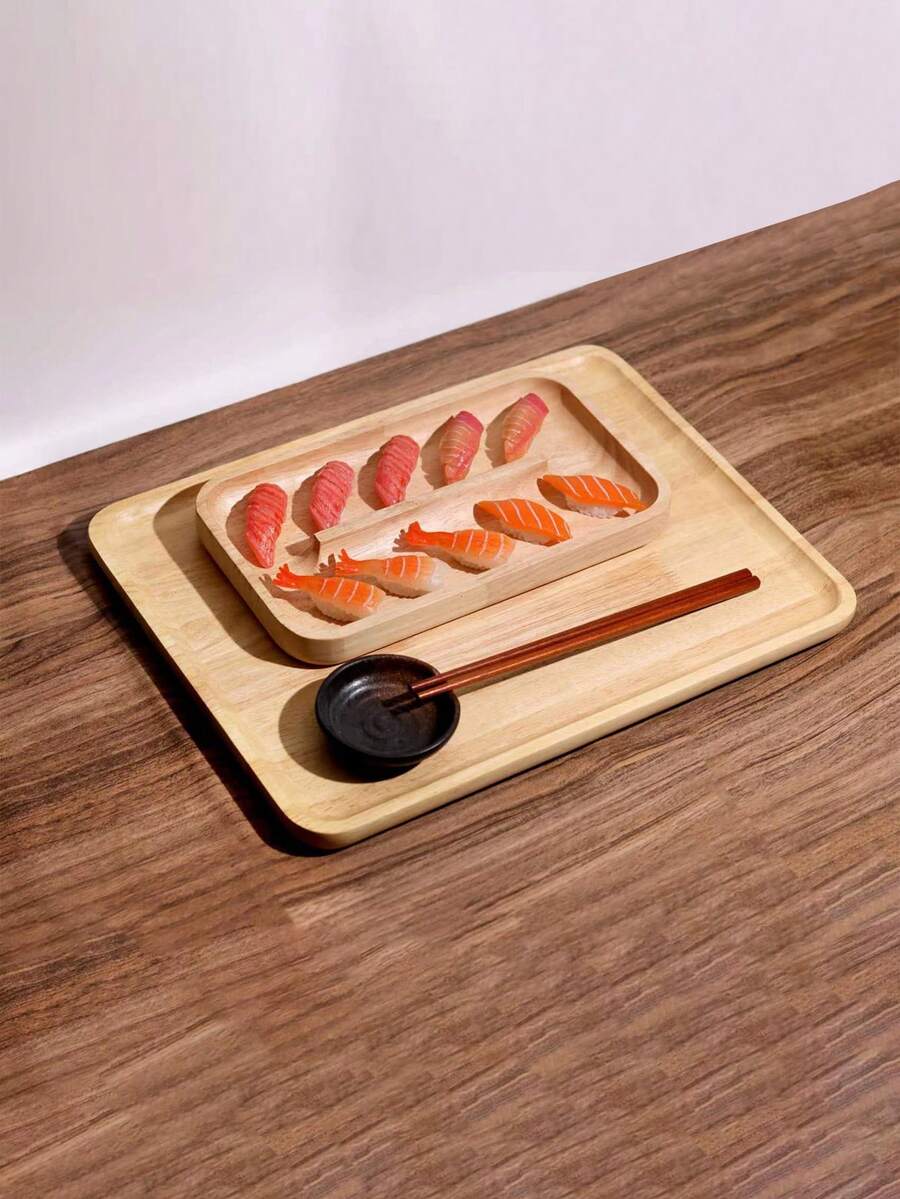 Simple Tray, Japanese Style Wooden Tray, Rectangular Tray, Round Wooden ...
