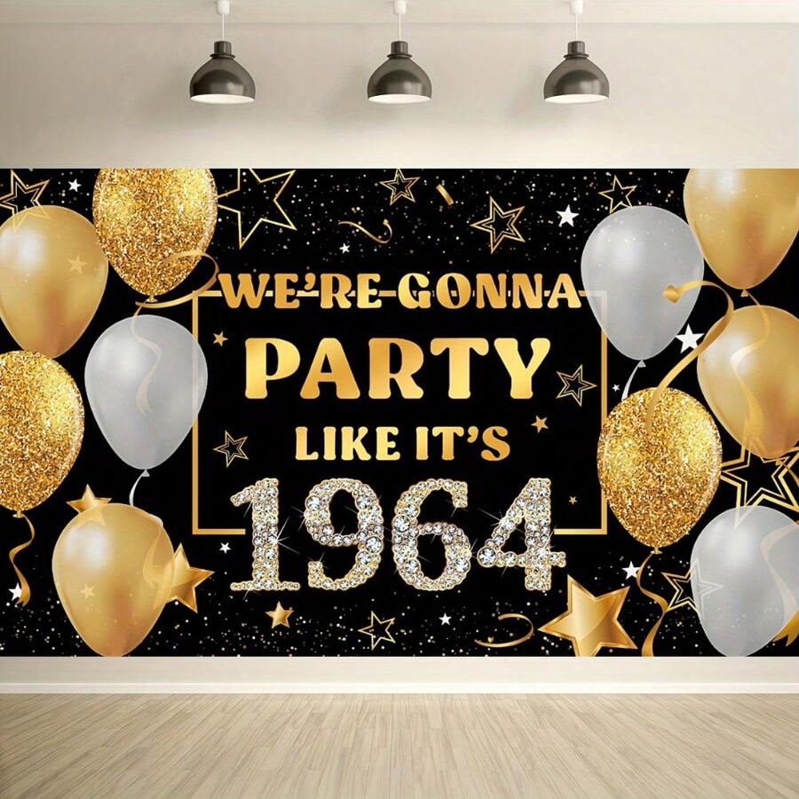 60th Birthday Party Backdrop Banner - Customizable Were Gonna Party ...