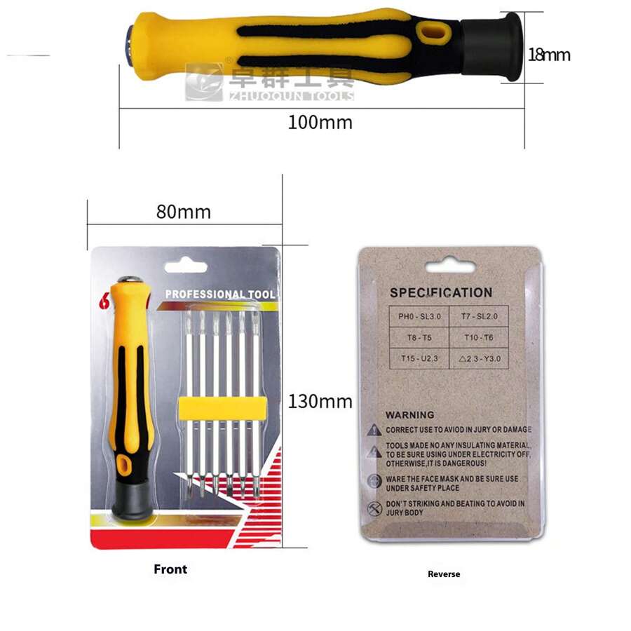 (6-In-1 Double-Head Dual-Purpose Screwdriver Set) Y-Type U-Shape Plum ...