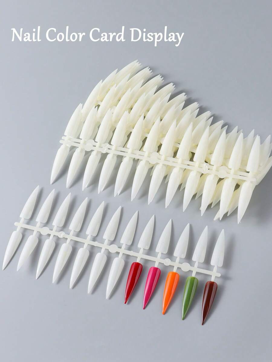 FULL BEAUTY 240 Tips Nail Swatches Color Card Display Natural Color ...