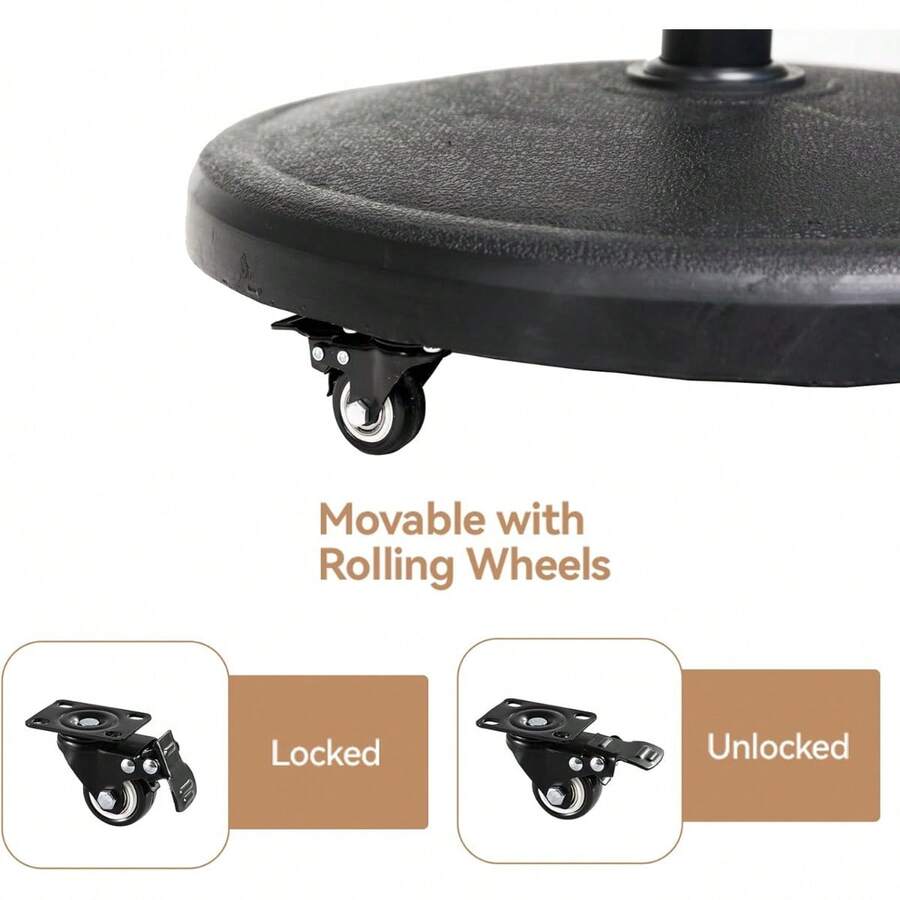 44 Lb Heavy Duty Round Base Stand With Rolling Wheels For Outdoor Patio ...