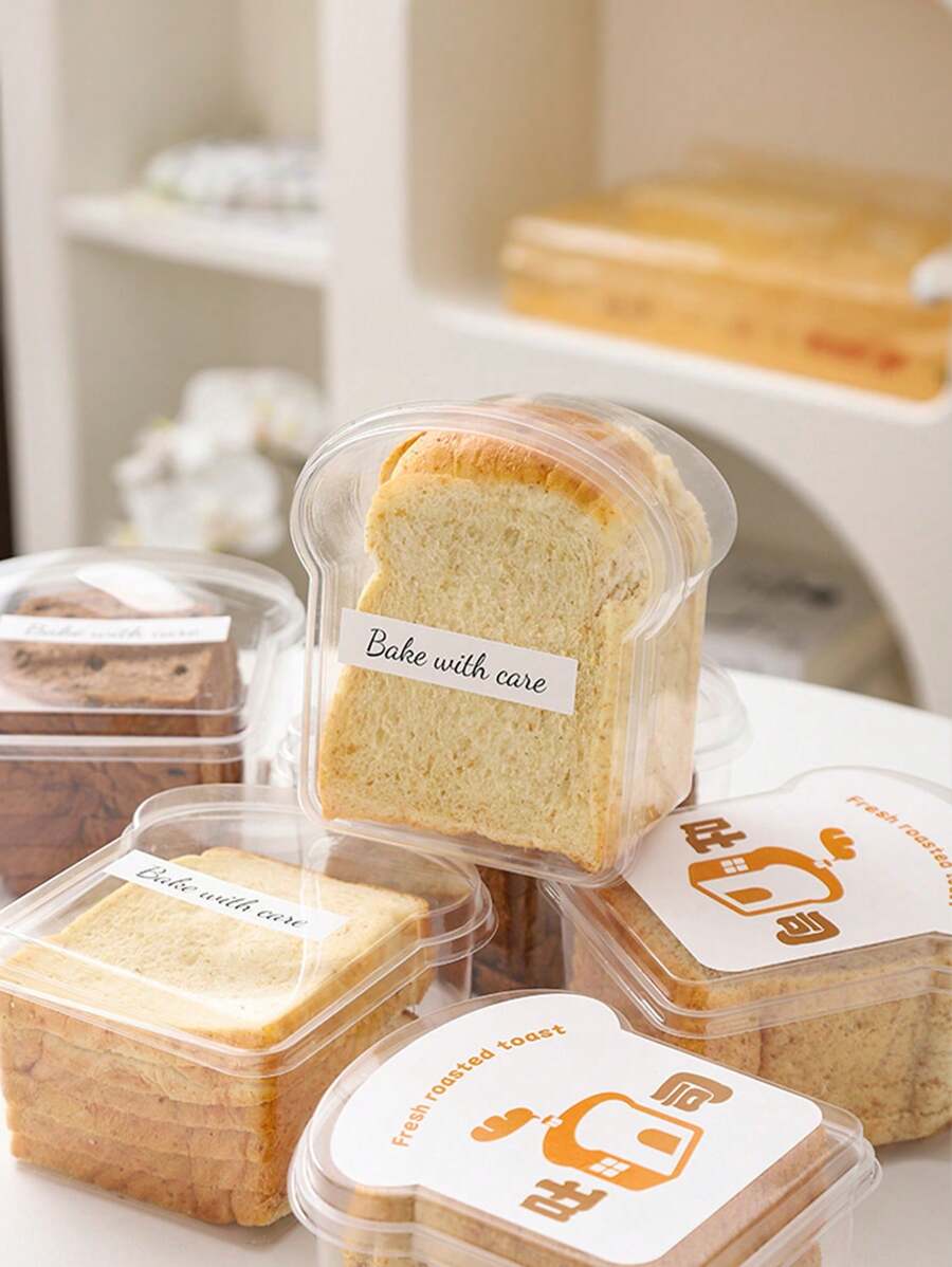 4pcs Transparent Toast Shaped Boxes With Lids, Suitable For Bread ...