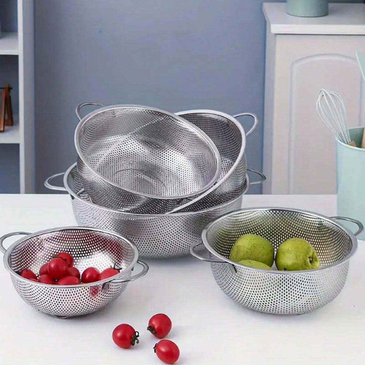 Colador multiusos de acero inoxidable - Cesta gruesa y con malla con ...
