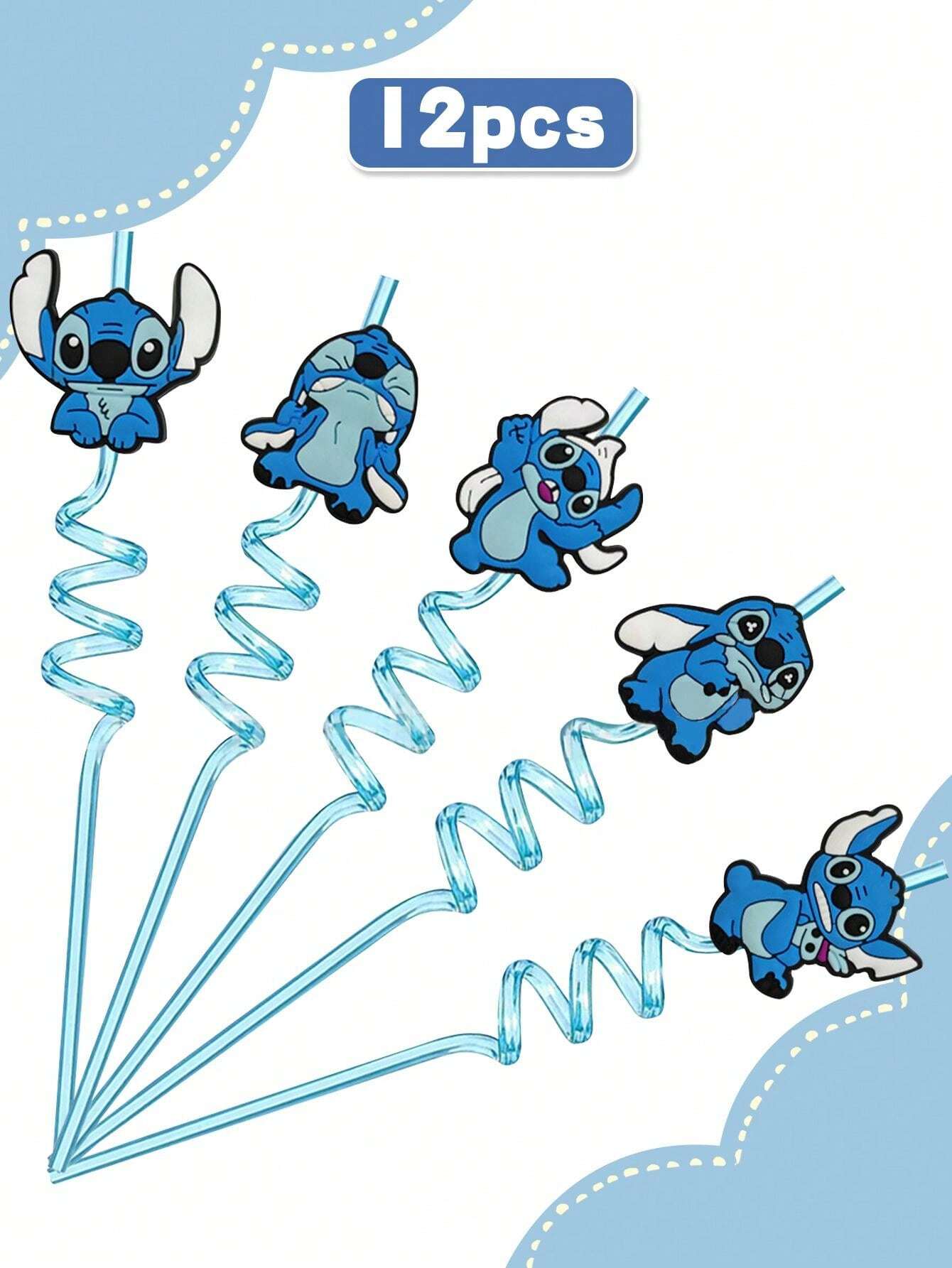 Stitch Straw Topper, Stitch Birthday Party Supplies , Funny Reusable ...