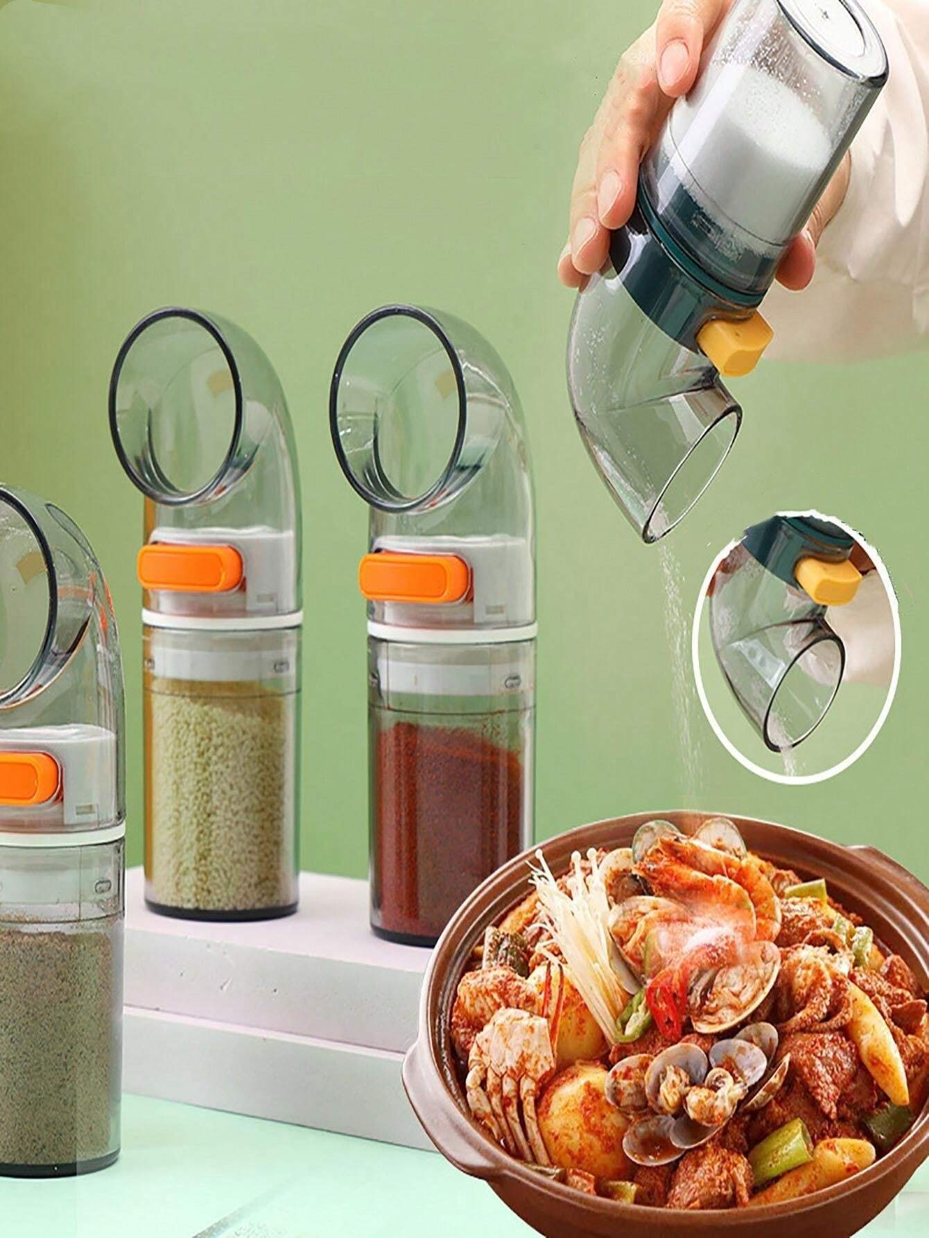 Frasco de condimento de medição de cozinha com bomba de prensa e ...