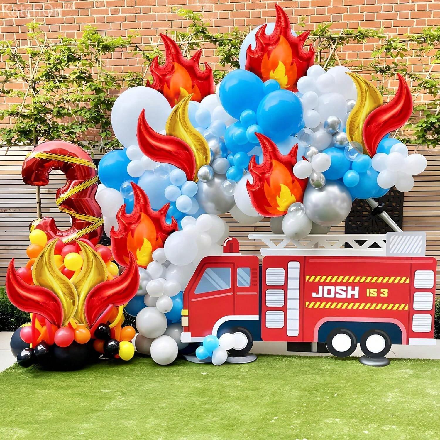 18pcs Hot Air Balloon And Flame Balloon Set, Helium Supported Red And ...