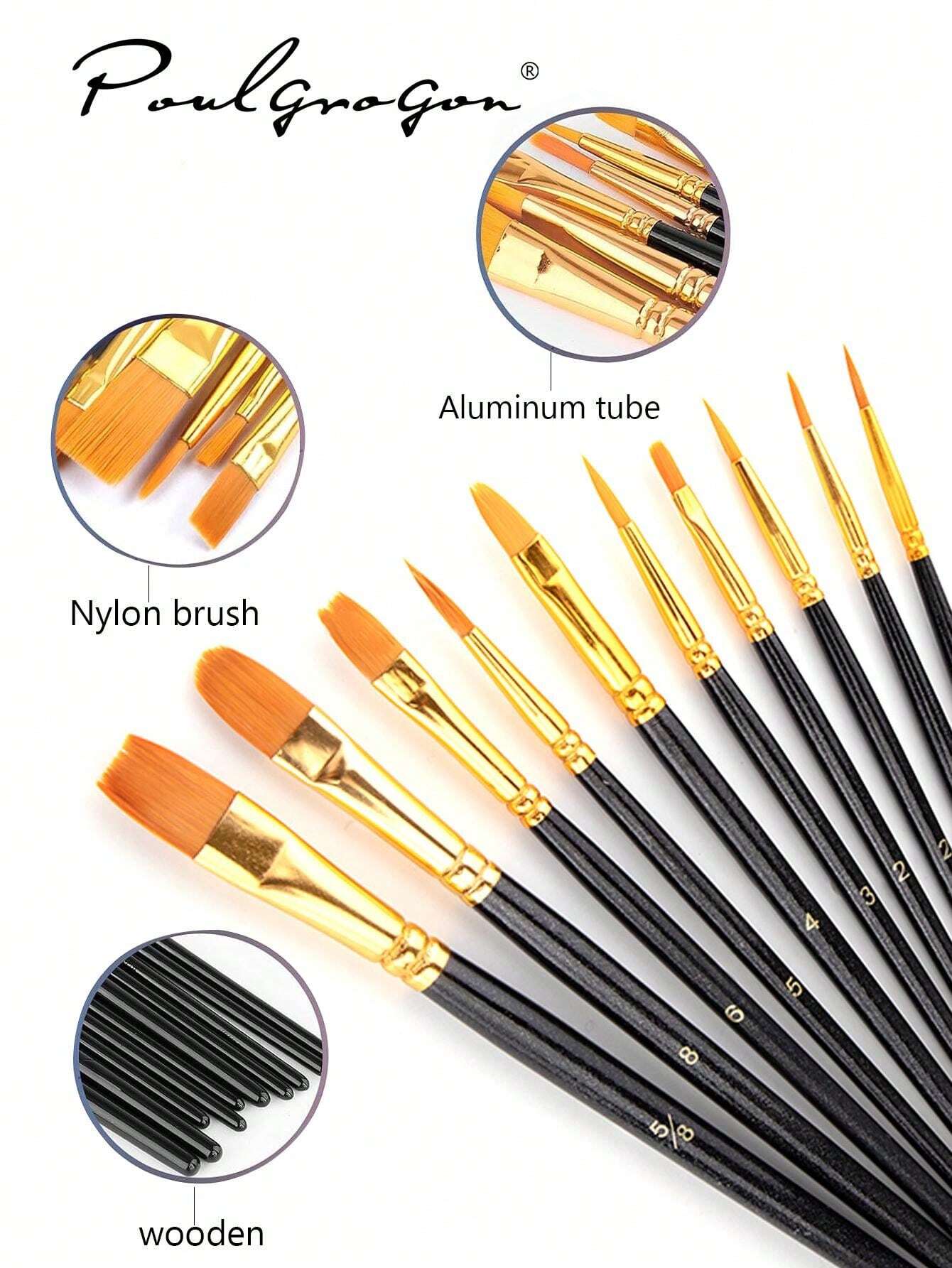 20 Piece Wooden Oil Painting Brush Set Art Painting Acrylic, Watercolor ...