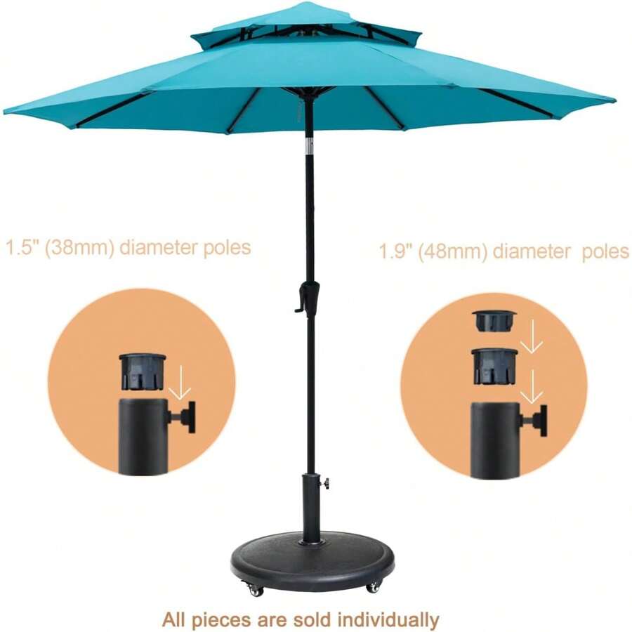 44 Lb Heavy Duty Round Base Stand With Rolling Wheels For Outdoor Patio ...