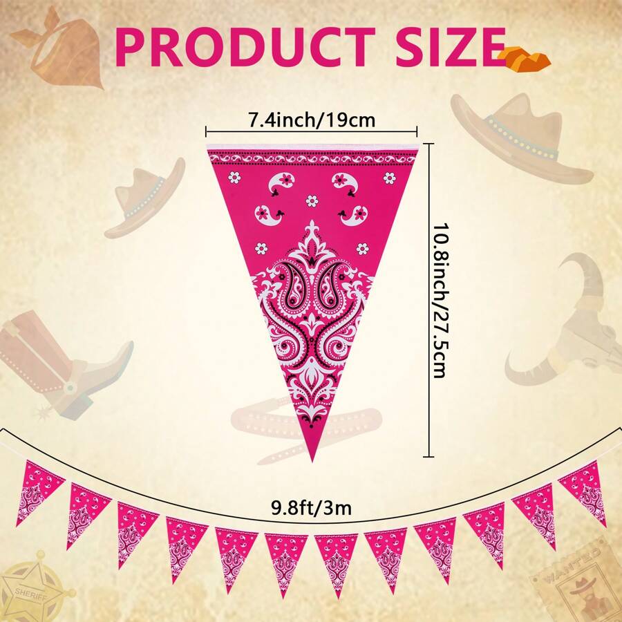 6 Pack Western Cowboy Party Decorations Bandana Pennant Banner Western ...