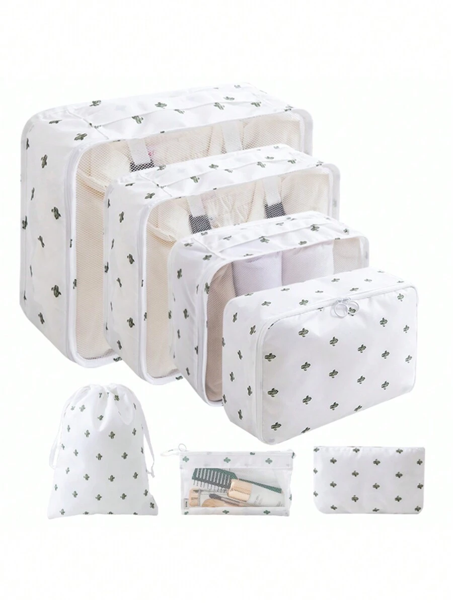 Travel Bag Set 7-Piece Luggage Set Packing Bags Clothes Shoes Separate ...