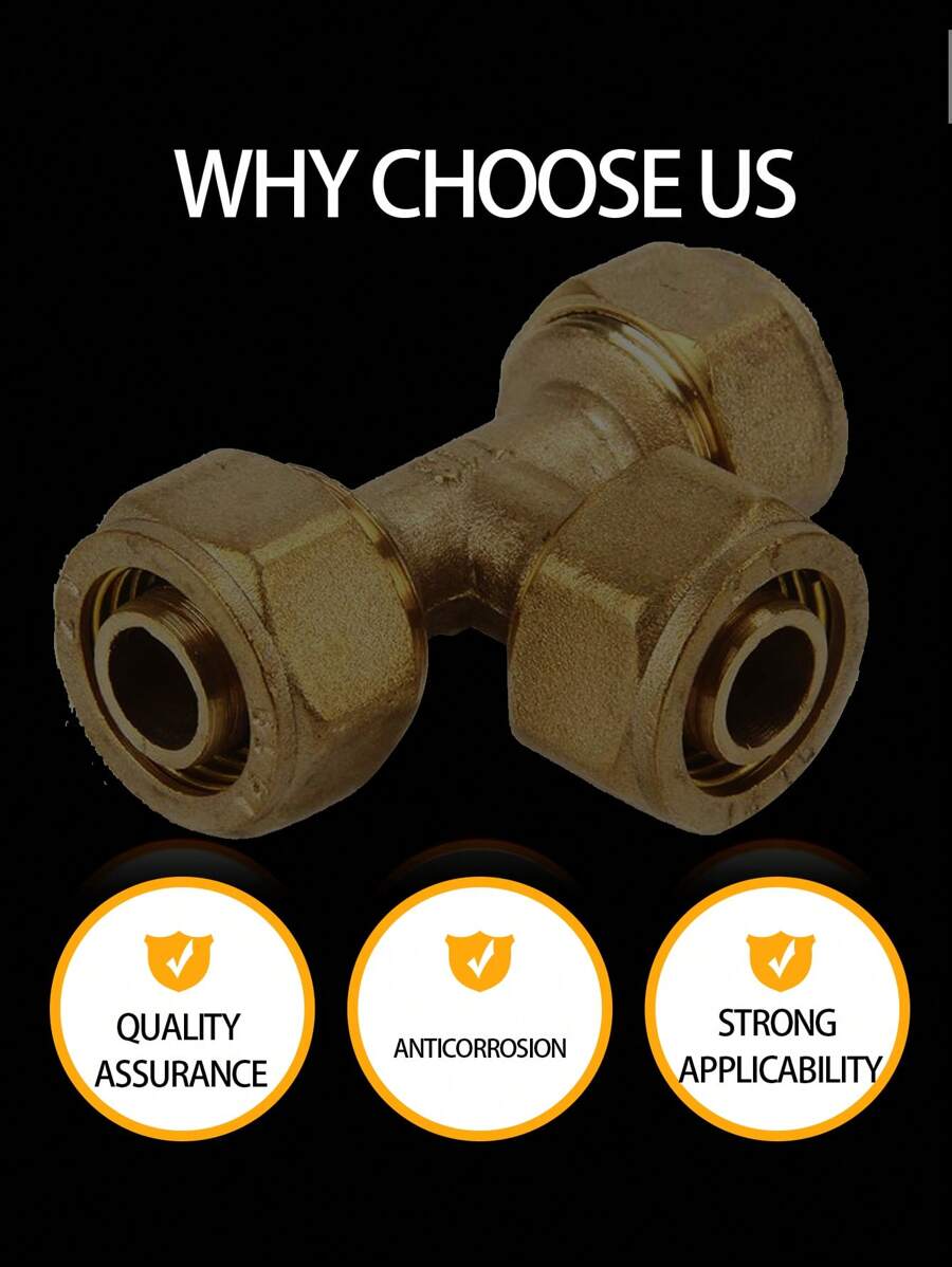 Copper Alloy Equal Size 3-Way Pipe Connector, Plumbing Adaptor For Home ...