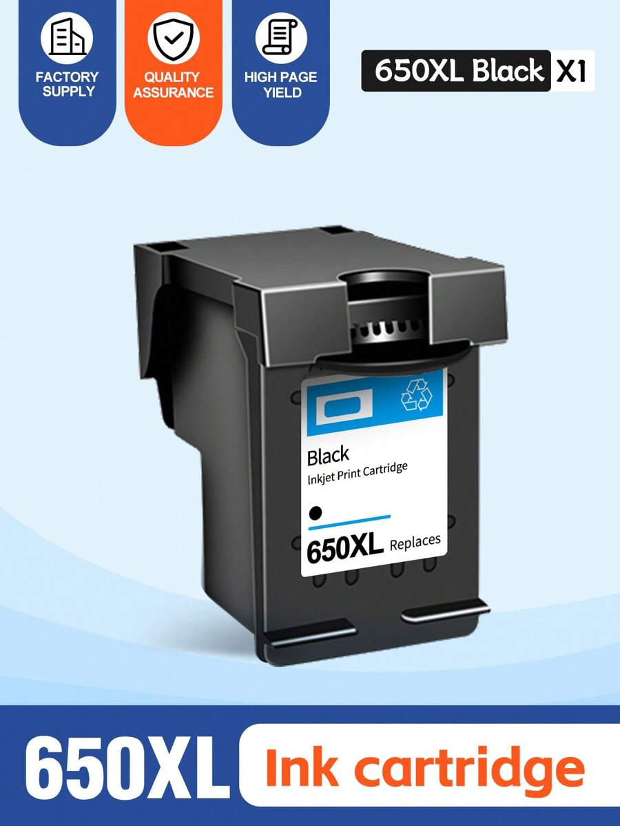 650XL Black Ink Cartridge, High Page Yield, Replacement For 650 650xl ...