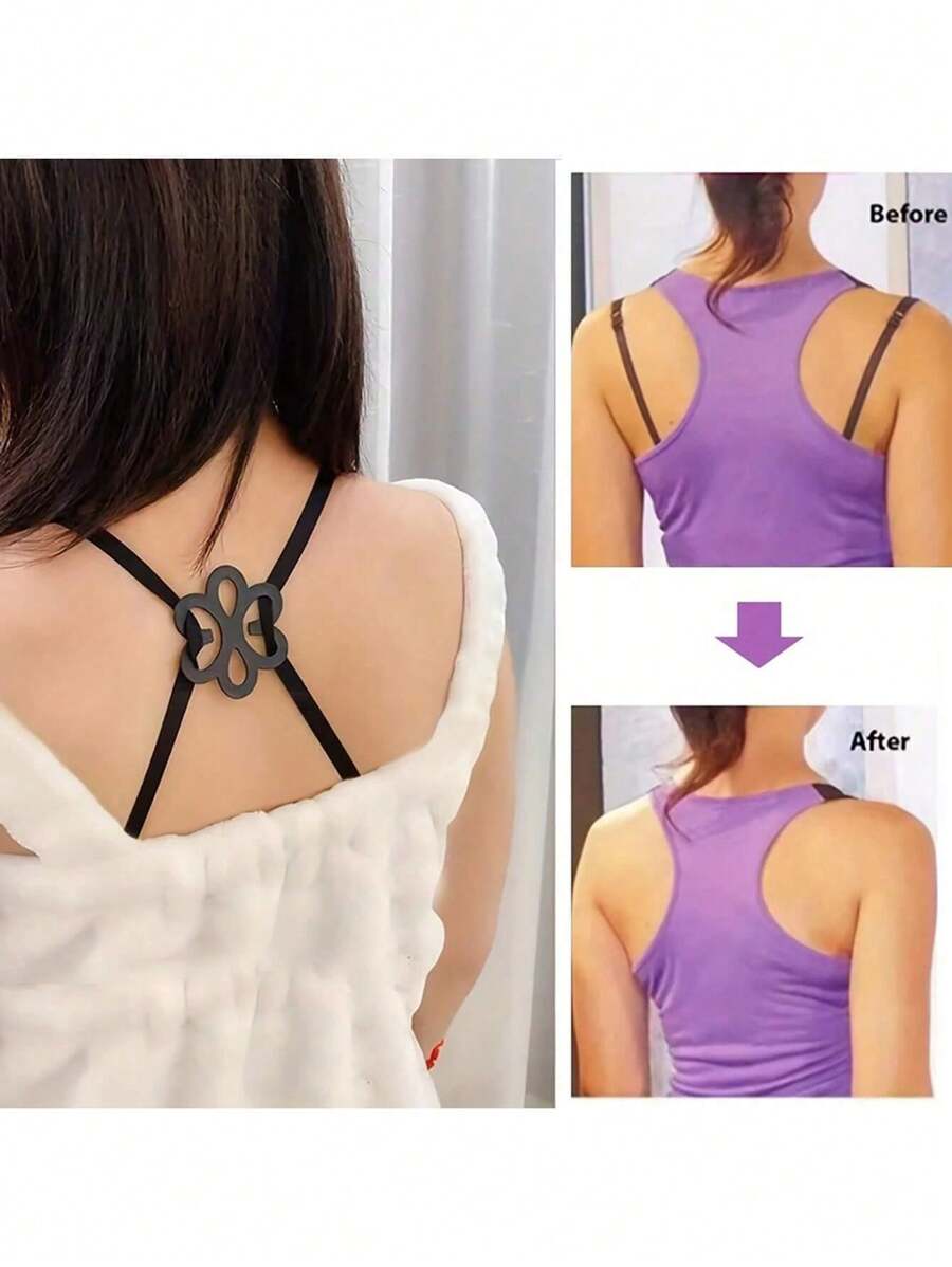 2pcs4pcs Flower Shaped Bra Strap Clips Invisible Anti Slip Bra Strap