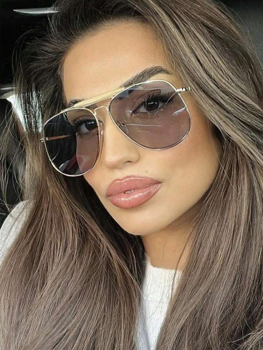 Women's Oversized Metal Frame Retro Square Sunglasses, 2024 New Fashion ...