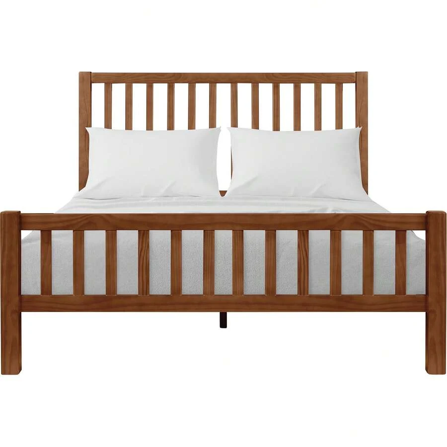 Hampton Wooden Platform Bed, Wood, Slatted Headboard And Footboard ...