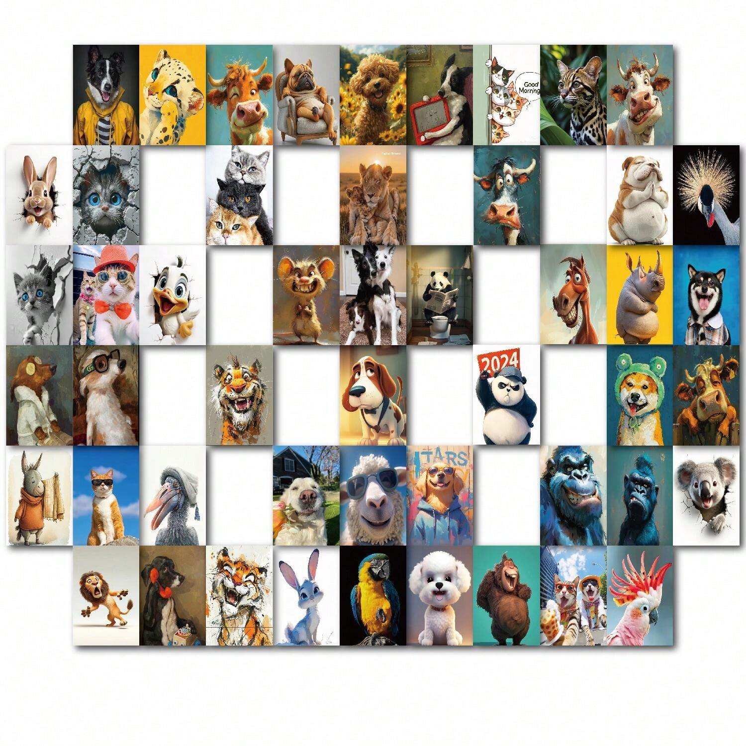 50 Fun Animal Postcards - Bulk Thinking Of You Postcard Pack For ...