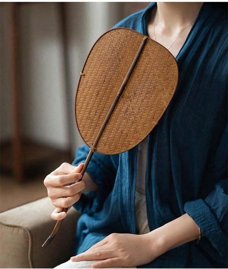 Leque de Bambu Ari Revestido de Laca, Leque de Bambu Tecido à Mão ...