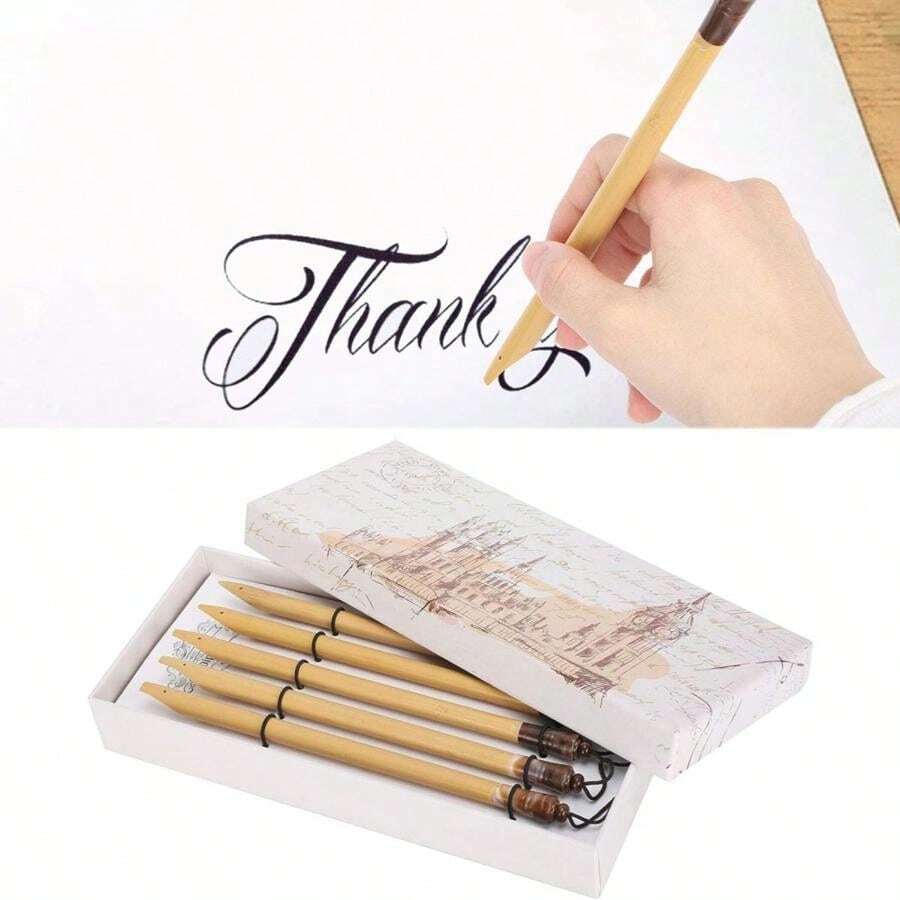 Natural Bamboo Calligraphy Pen Set For Writing And Drawing, Gothic And ...