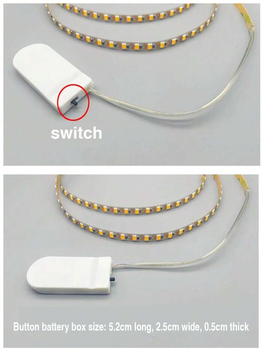 1 set Tira de luz LED autoadhesiva con caja de batería de botón, 2 ...