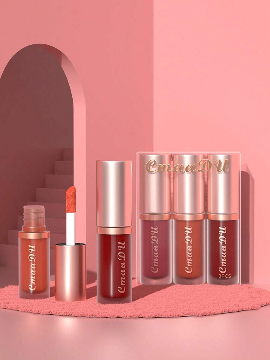 3 paquetes de labial líquido mate terciopelo CmaaDU, brillo de labios ...