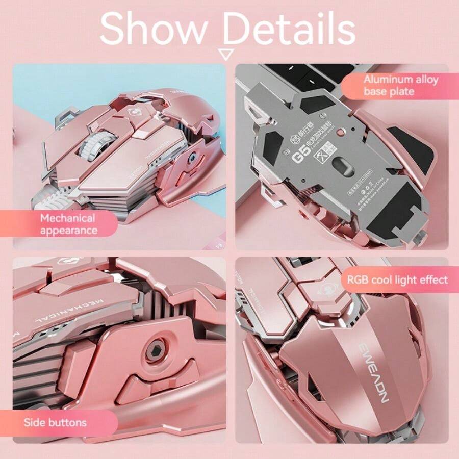 EWEADN G5 USB Wired Gaming Mouse Silent Or Audible Optional Metal ...