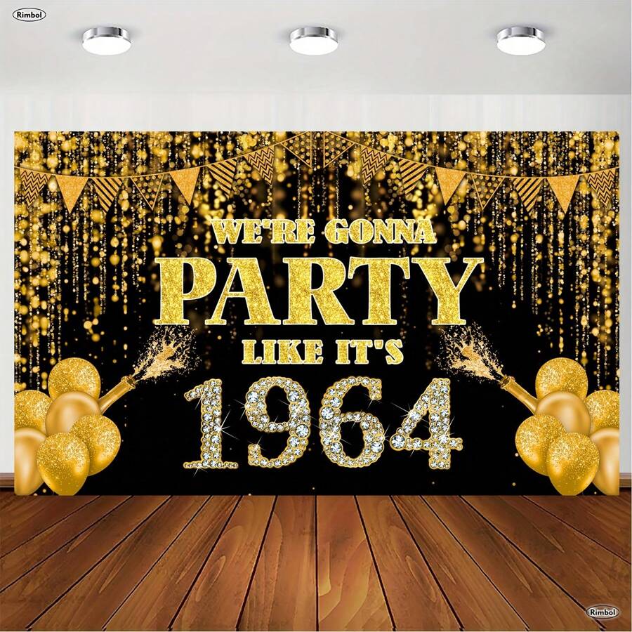 1pc,Vintage 1964 60Th Birthday Celebration Banner - Black & Metallic ...