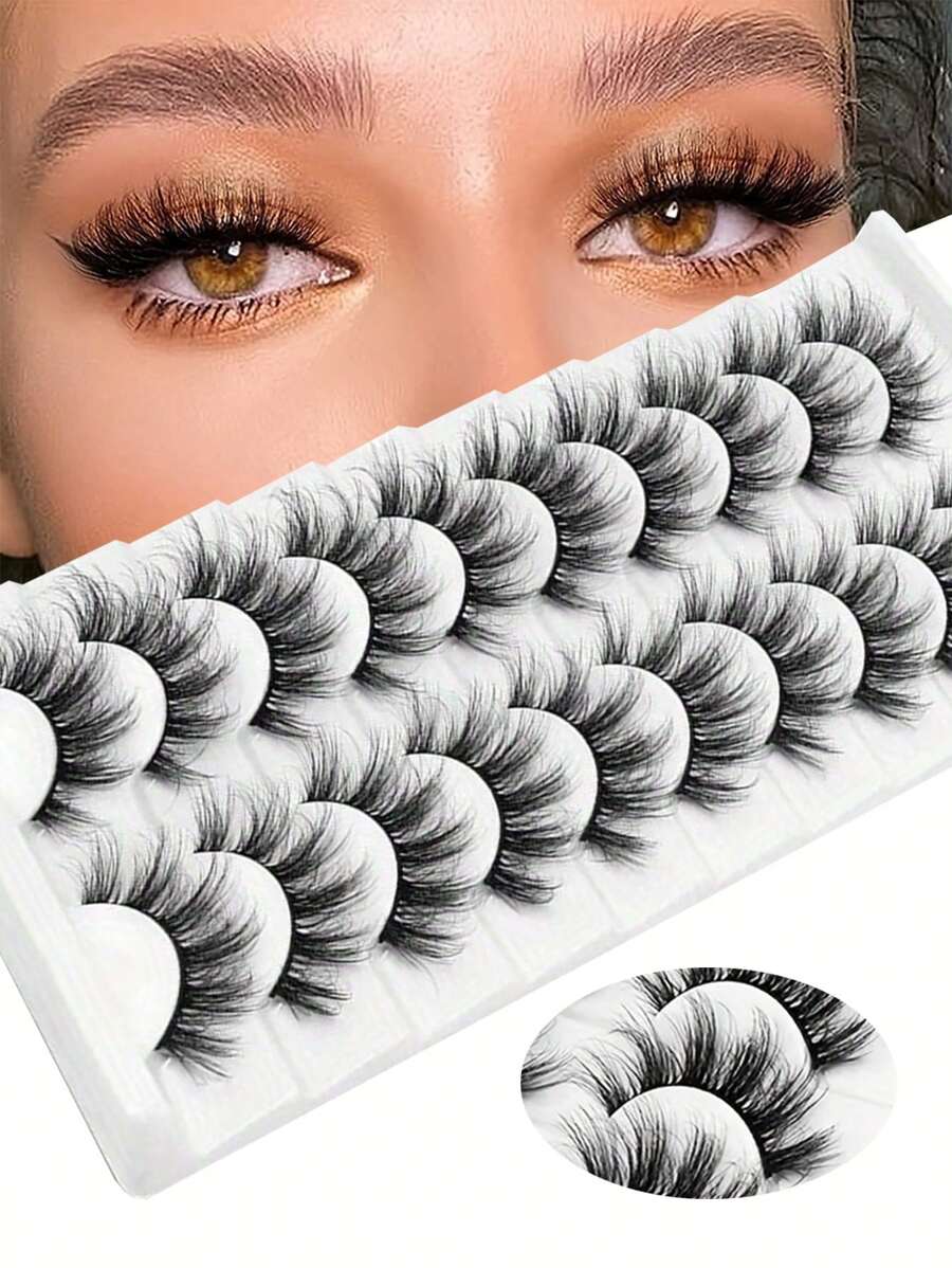 10 Pairs Of 8D Fake Eyelashes, Naturally Fluffy, Long-Lasting Eye ...