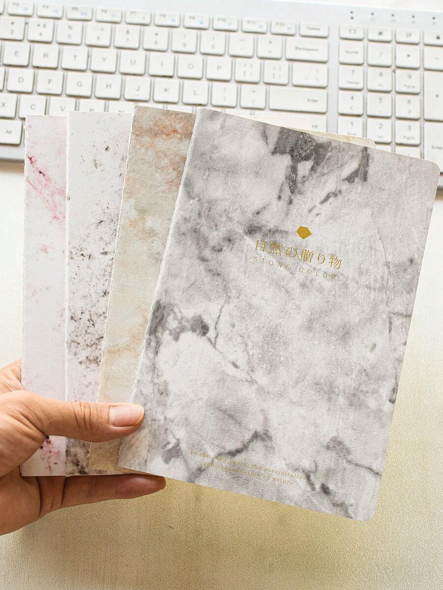 4 Notebooks 1 Set Of 30 Sheets Each Marbled Soft Surface Copy Line Book ...