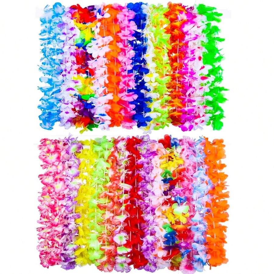 80 Hawaiian Leis Bulk Tropical Flower Lei Beach Hawaii Luau Favors ...