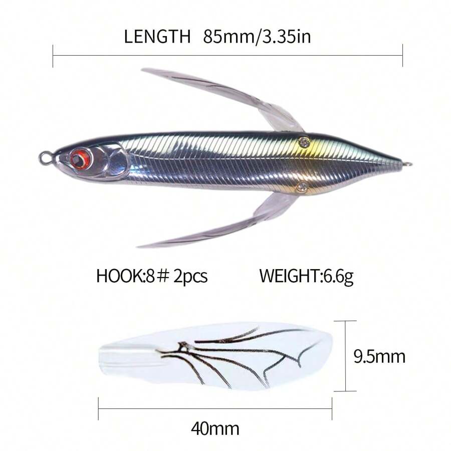 New Popper Topwater Dragonfly Lure 85mm 6.6g Floating Pencil Fishing ...