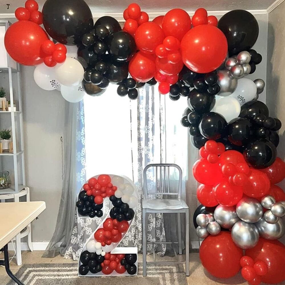 138 piezas Juego de arco de globos rojo, negro y blanco - Globos para ...