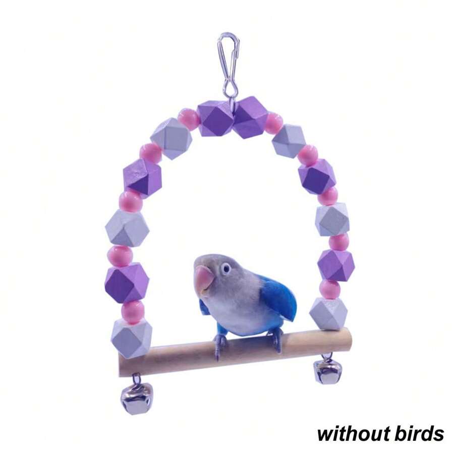 Wooden Bird Swing Perch Toys, Parrot Swing Hanging Standing Toy ...