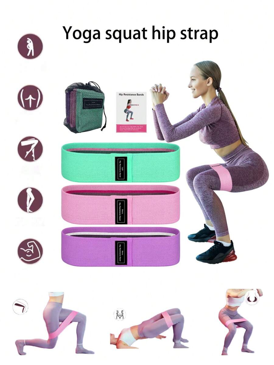 Yoga Squat Hip Lifting Resistance Band Elastic Knitting Band Non-Slip ...