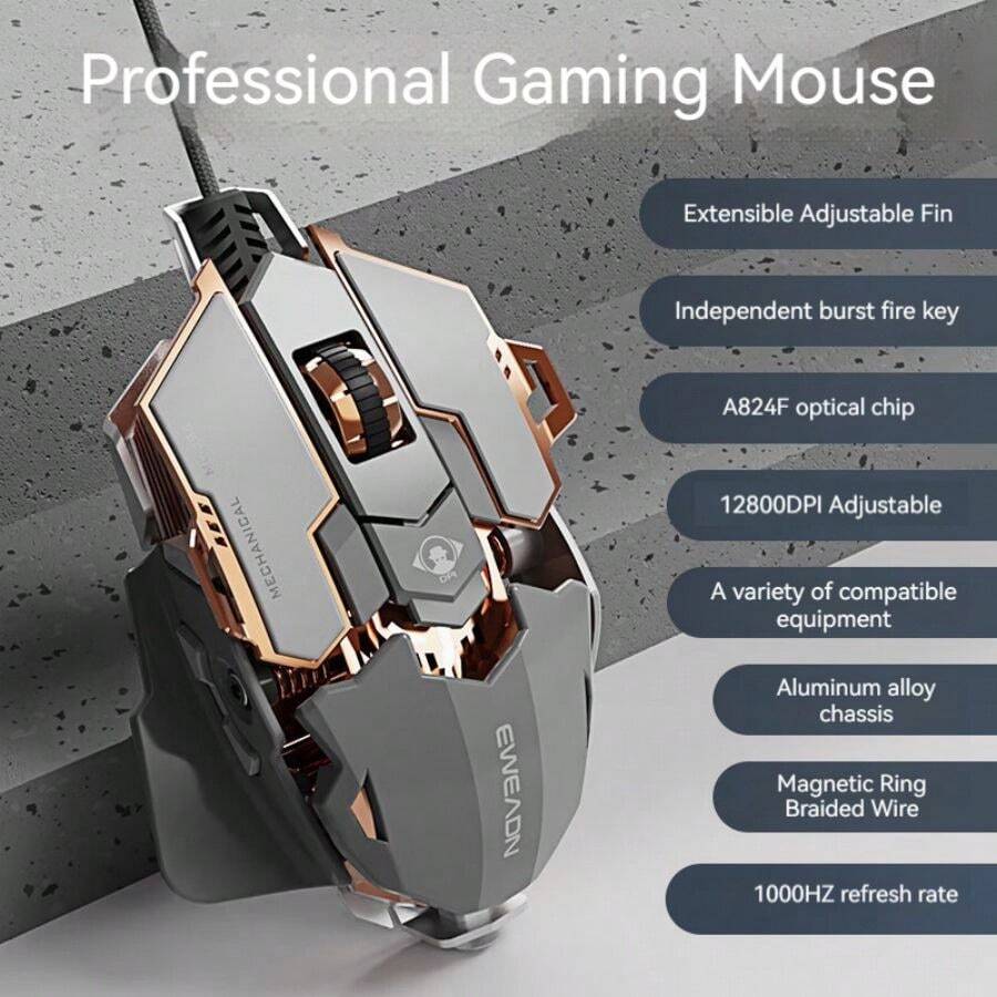 EWEADN EWEADN G5 USB Wired Gaming Mouse Silent Or Audible Optional Metal Mechanical Mouse Gamer ...
