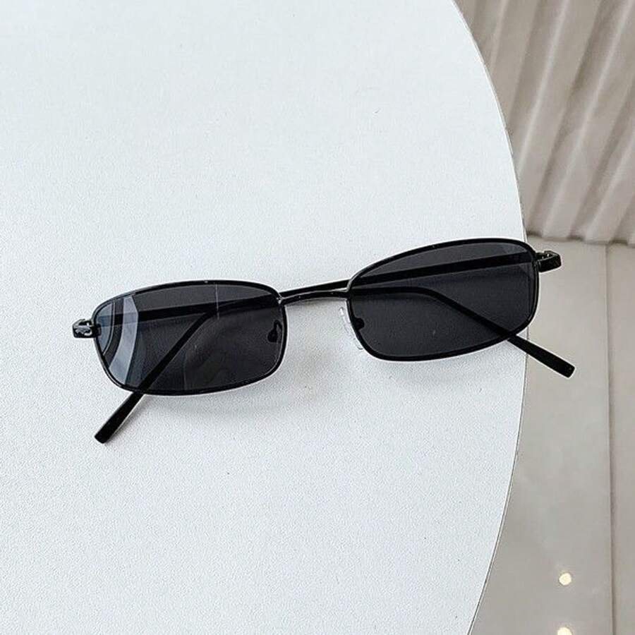 2pcs Small Frame Sunglasses, Trendy Men's Small Rectangle Golden Framed ...