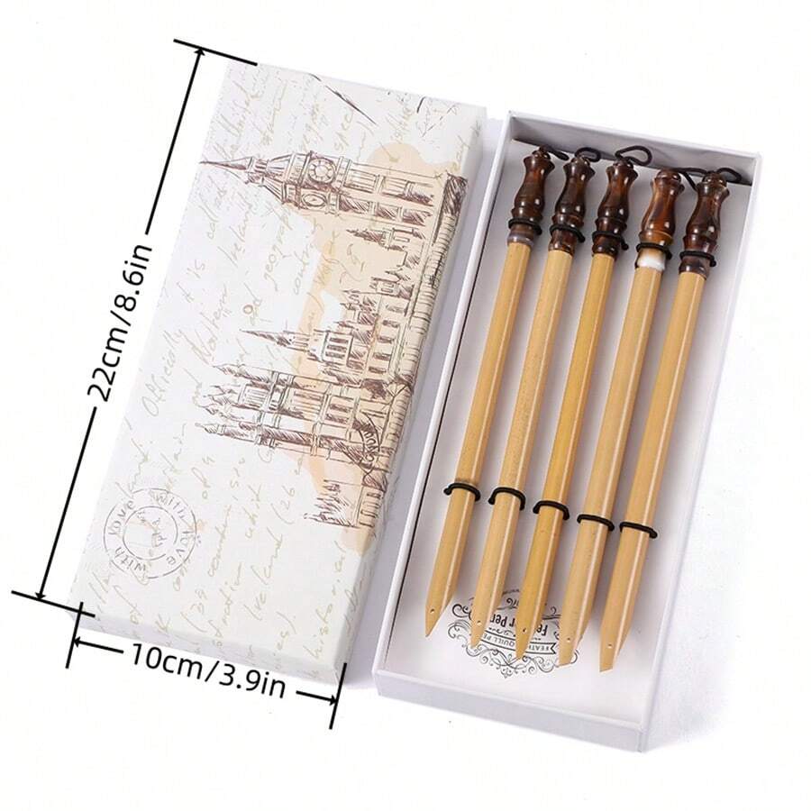 Natural Bamboo Calligraphy Pen Set For Writing And Drawing, Gothic And ...